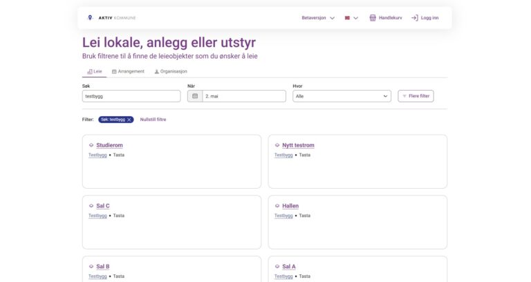 Hvordan bestiller du et leieobjekt (et lokale, et anlegg eller utstyr)? – Aktiv kommune